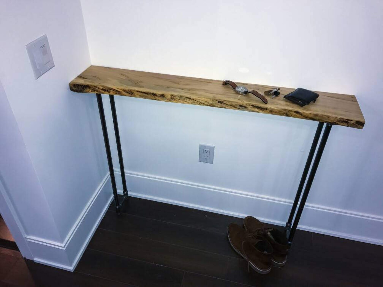 Rustic Wood Console Table || Live Edge Wood Entrance Table || Reclaimed ...