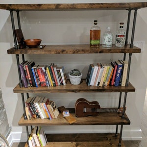 Industrial Pipe and Wood Bookcase Rustic Wood Metal | Etsy