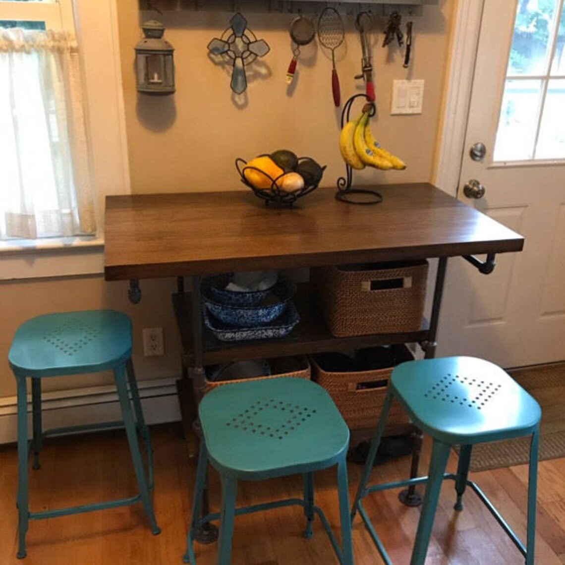 Industrial Pipe and Wood Kitchen Island Steel and Wood - Etsy