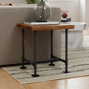 Industrial Pipe and Wood Side Table || Modern Industrial End Table ...