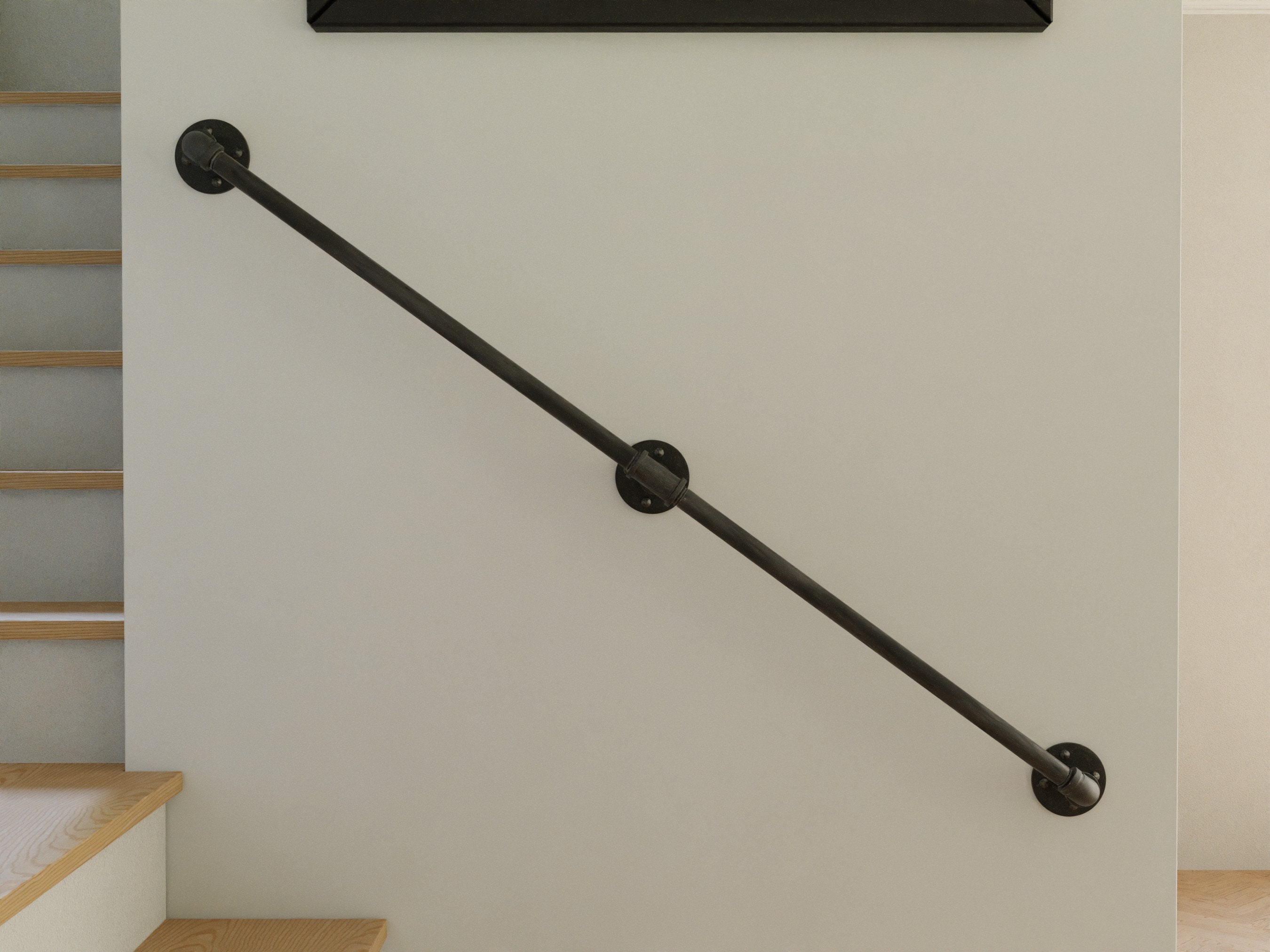 Industrial Pipe Railing || Rustic Industrial Handrail || Metal Stair ...