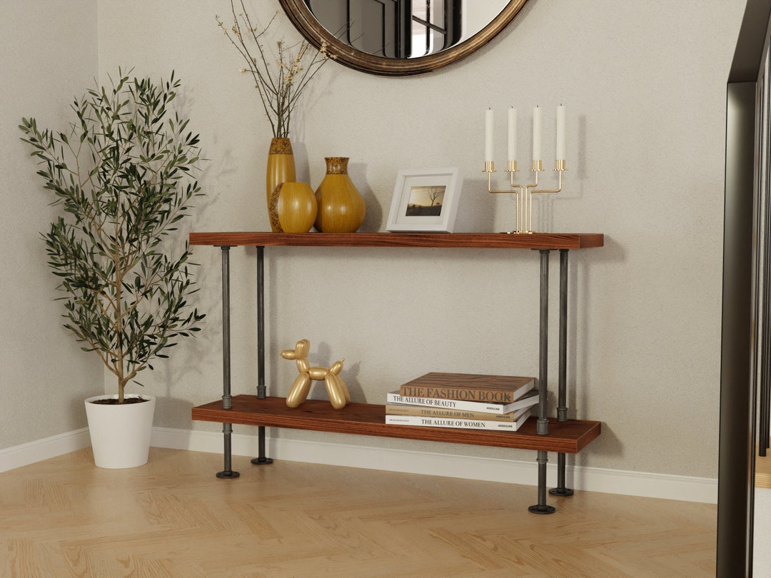 Pipe and Wood Console Table || Steel Wood Sofa Table || Modern Entryway ...