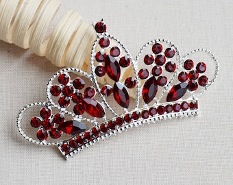 10 Ruby Red Rhinestone Button Brooch Assorted Pearl Crystal ...