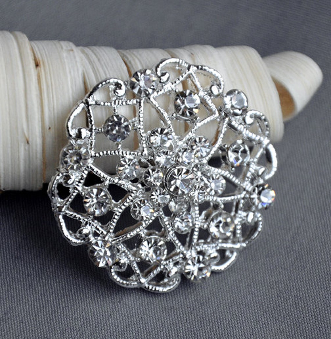 24 Silver Rhinestone Brooch Crystal Brooch Wedding Brooch - Etsy