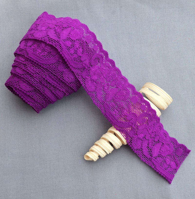 5 Yard Dark Purple Elastic Lace Stretch Lace Elastic Lace Trim - Etsy