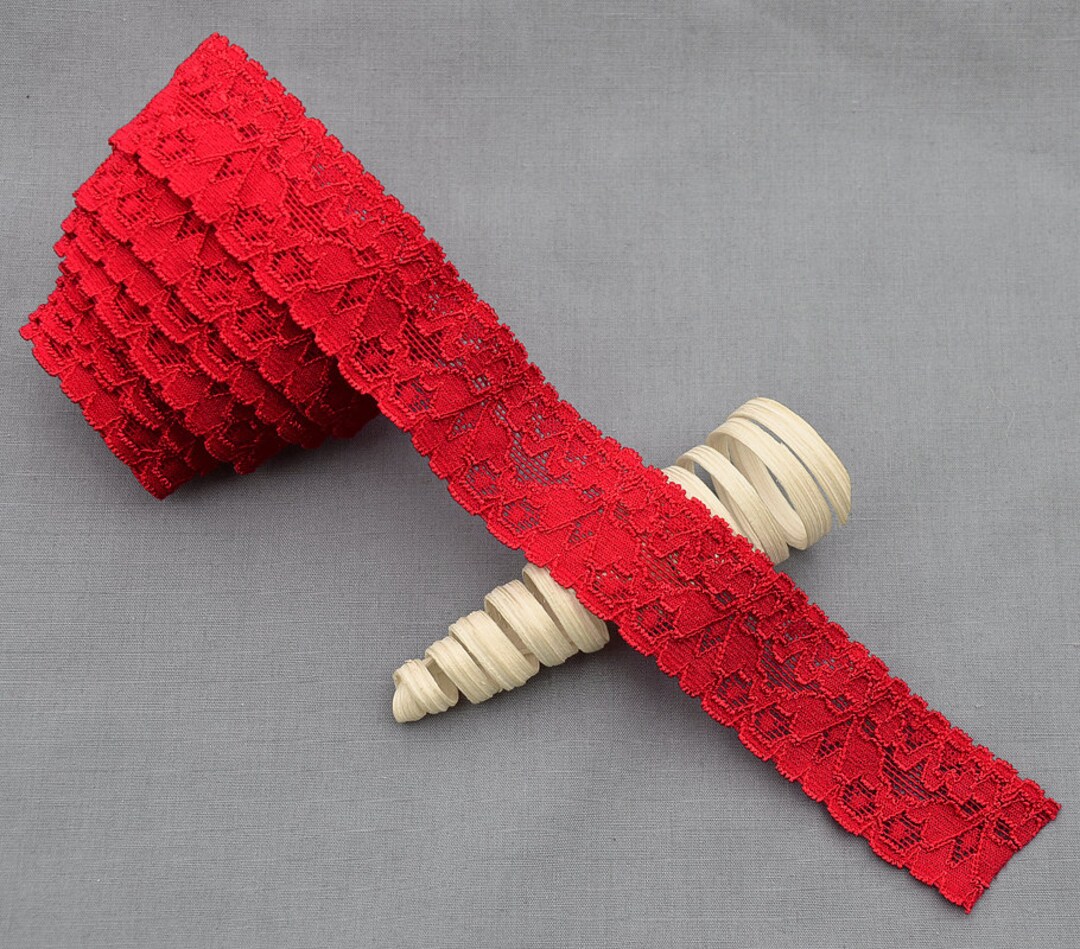 5 Yards Red Elastic Lace 1" Stretch Lace Elastic Lace Trim Headband ...