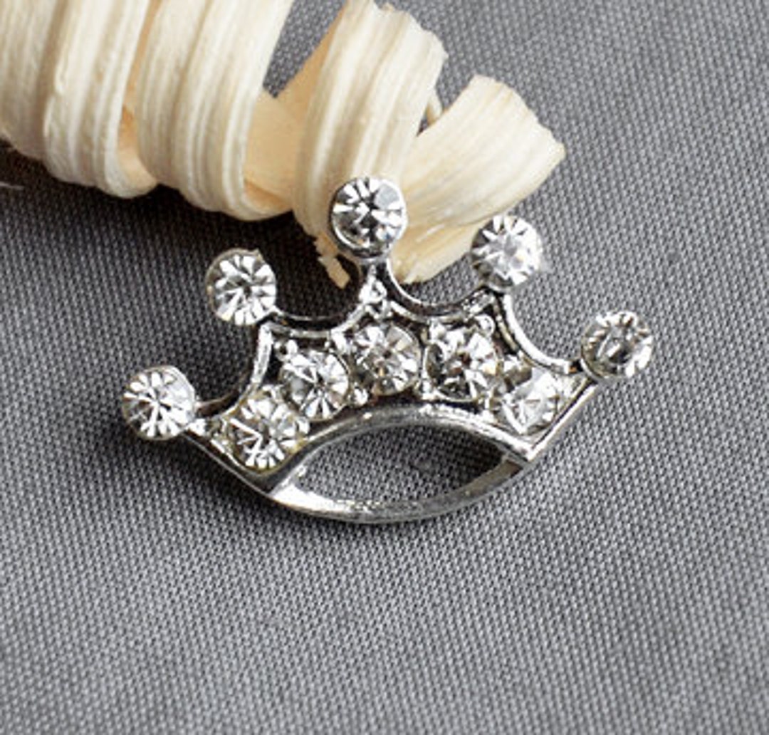 10 Pcs Rhinestone Button Brooch Embellishment Crystal Tiara Crown ...