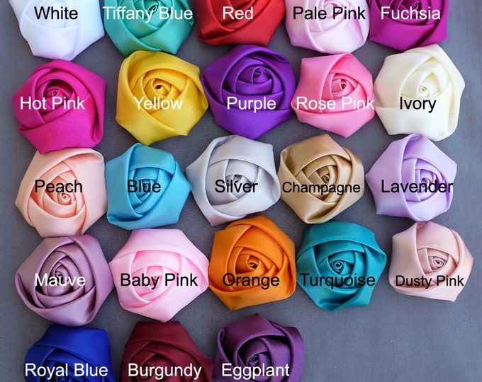 5 Silk Rolled Rose Flower Rolled Rosette Satin Rolled Rose Flower ...