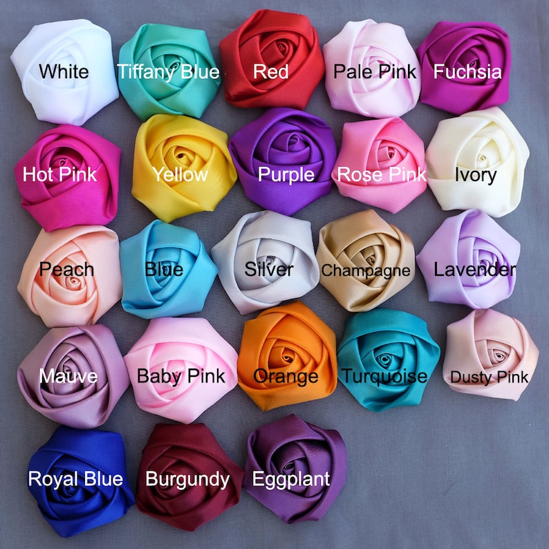 5 Silk Rolled Rose Flower Rolled Rosette Satin Rolled Rose Flower ...