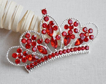 10 Ruby Red Rhinestone Button Brooch Assorted Pearl Crystal ...