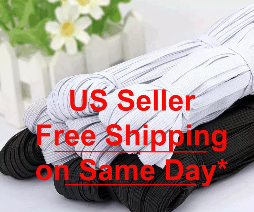 Elastic Cord for Masks From the USA 1/4 Inch (6mm) Black White 10 Yards ...
