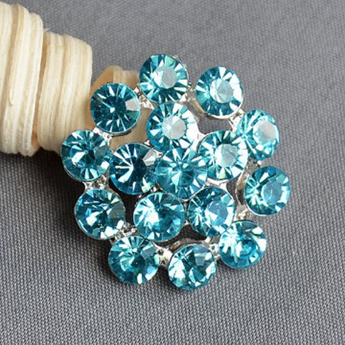 20 Blue Rhinestone Button Brooch Assorted Pearl Crystal - Etsy