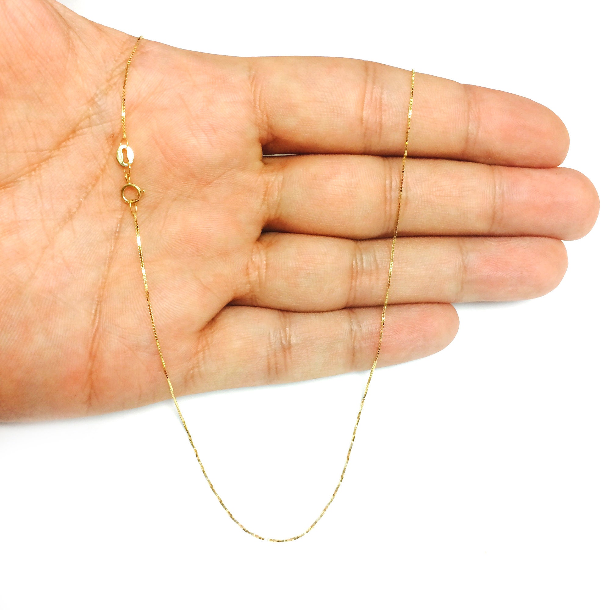 10k Yellow Solid Gold Mirror Box Chain Necklace, 0.6mm - Etsy