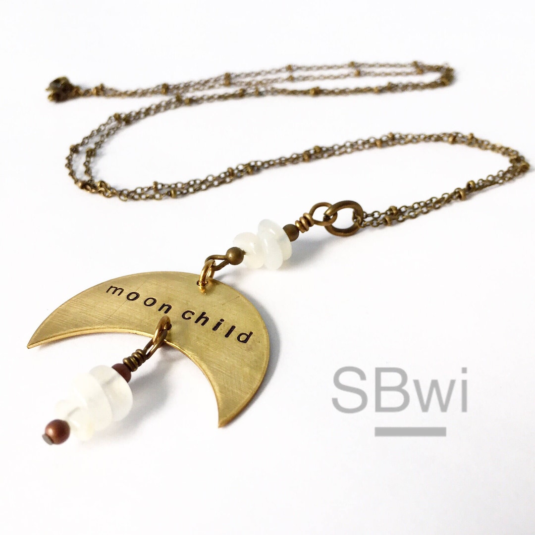 Moon Child Necklace in Bronze With Copper and Moonstone Detail - Etsy