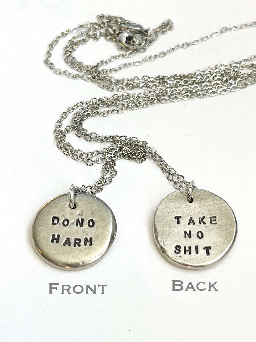 Do No Harm Take No Shit Necklace. 18” Sterling Filled Chain. Pewter ...