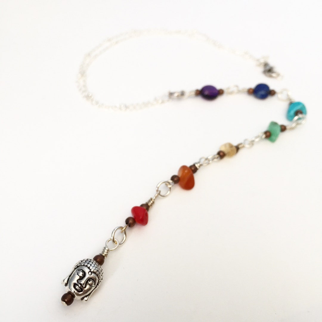 FREE SHIPPING >/// Chakra Necklace With Natural Stone Detail// Coral ...