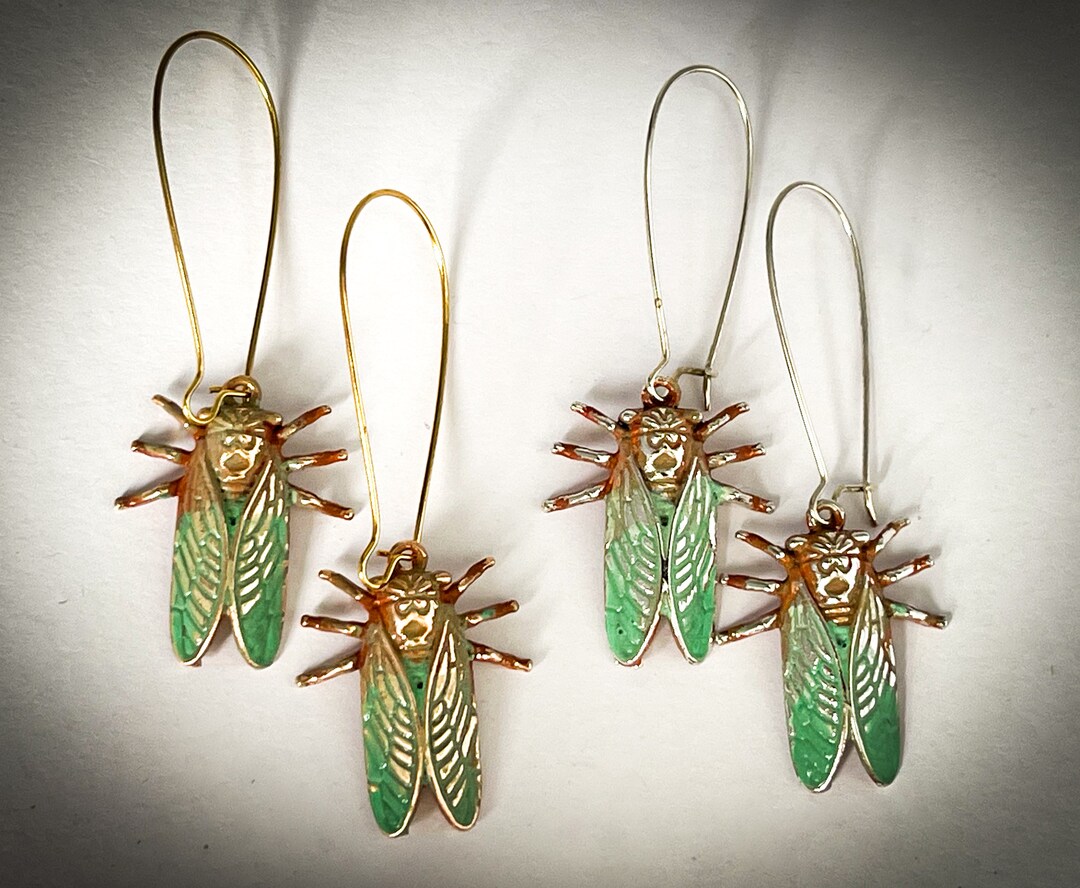 Cicada Earrings: Patina Bug Insect Jewelry - Etsy