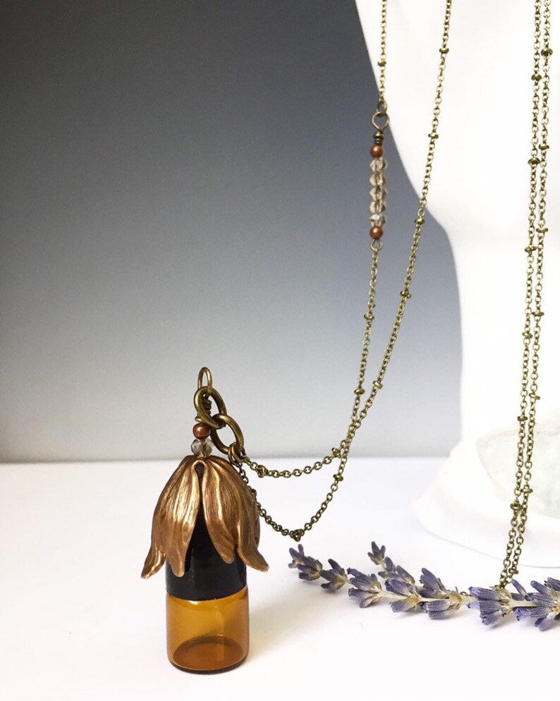 Rollerball Necklace. Gray Crystal Necklace. Diffuser Necklace. - Etsy