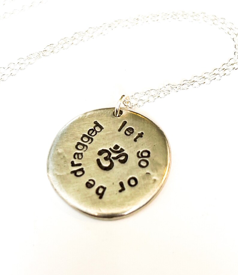 Silver Coin Necklace. Let Go or Be Dragged. Zen Proverb. | Etsy