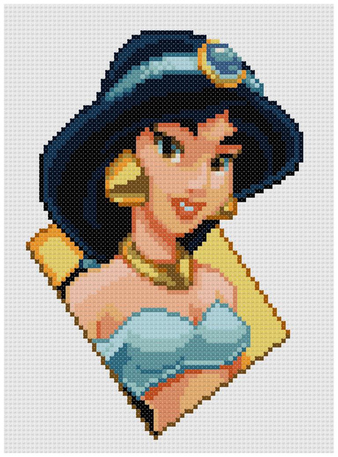 PDF Cross Stitch Pattern - 0211.princess Jasmine (aladdin) - INSTANT ...