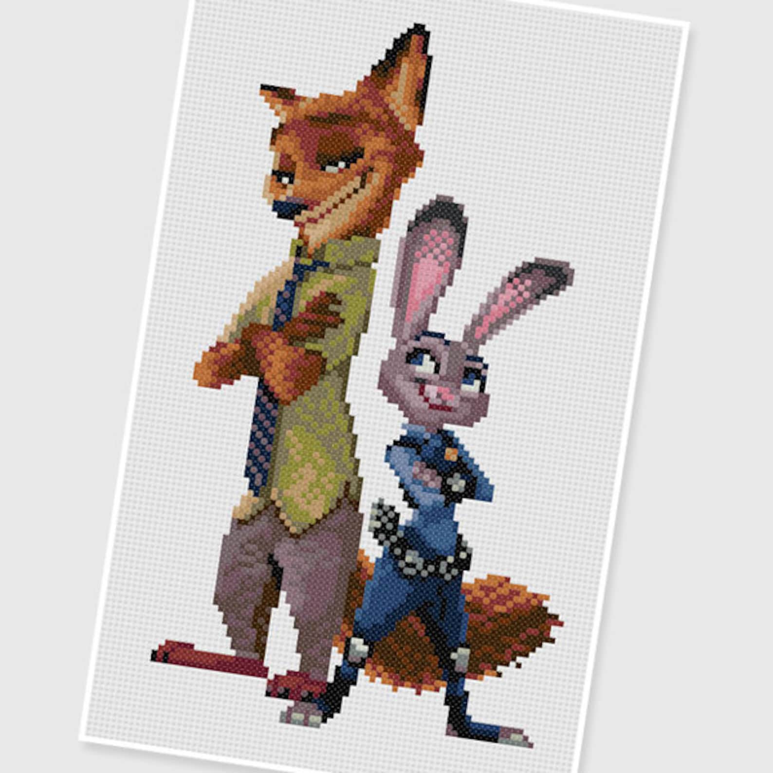 PDF Cross Stitch Pattern 0070.nick and Judy Zootopia - Etsy UK