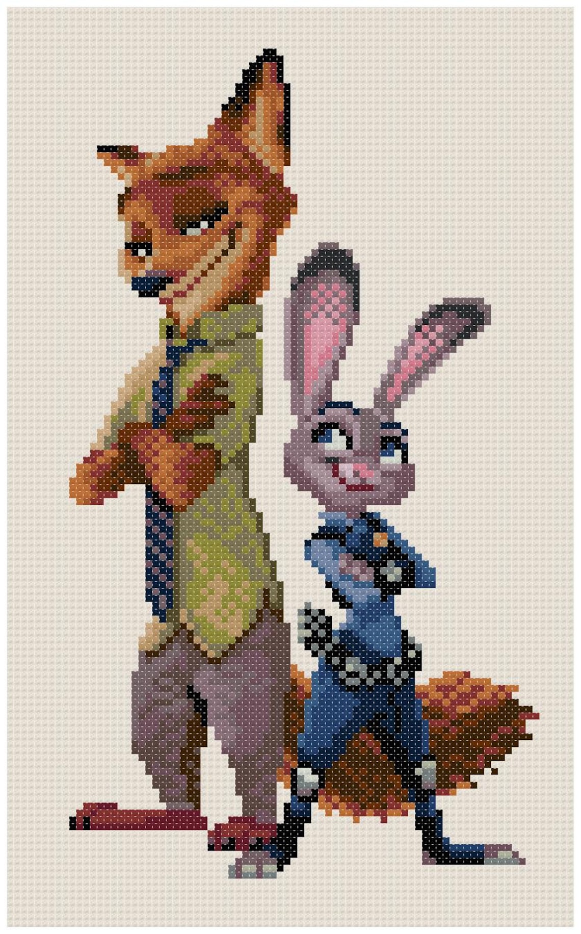 PDF Cross Stitch Pattern 0070.nick and Judy Zootopia - Etsy UK