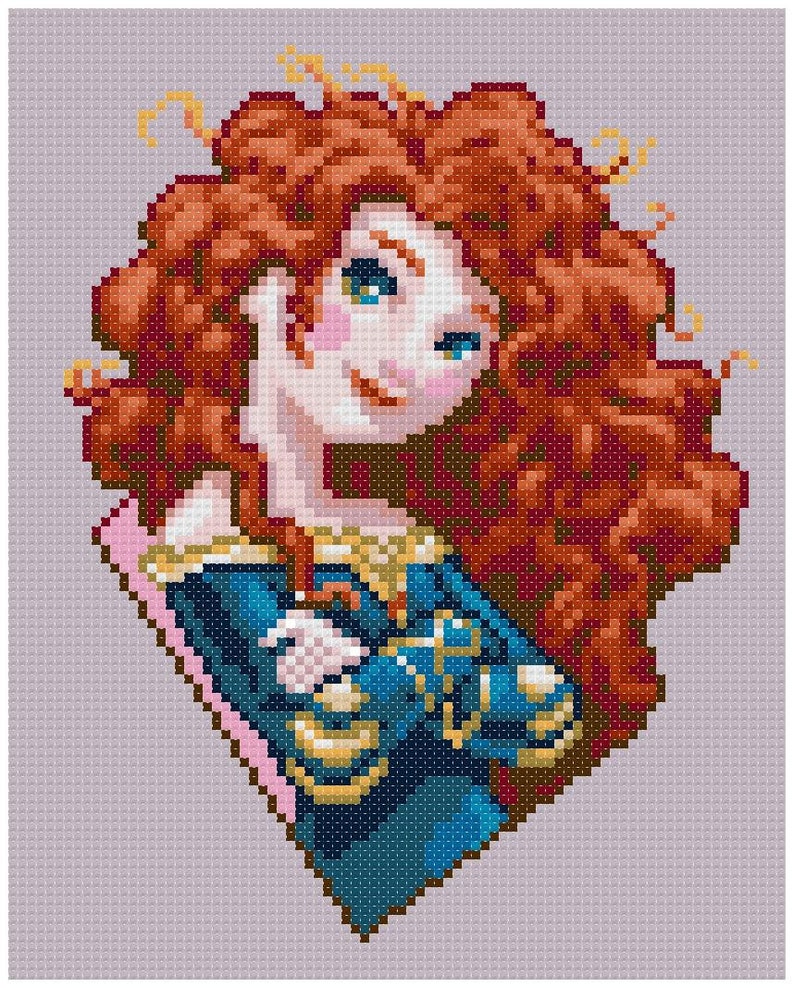 PDF Cross Stitch pattern 0003.Princess Merida Brave | Etsy