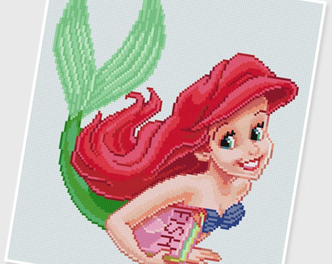 The Little Mermaid Pixel Pattern - Perler Beads - Cross Stitch ...