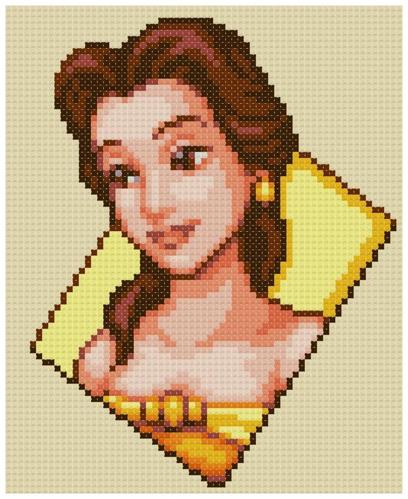 PDF Cross Stitch Pattern 0022.belle Beauty and the Beast - Etsy Israel