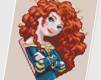 Princess MERIDA BRAVE Cross Stitch Pattern PDF Embroidery - Etsy