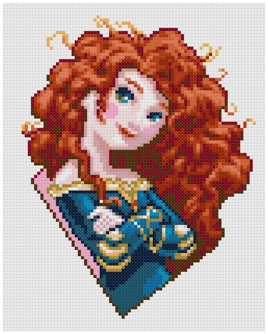 PDF Cross Stitch pattern 0003.Princess Merida Brave | Etsy