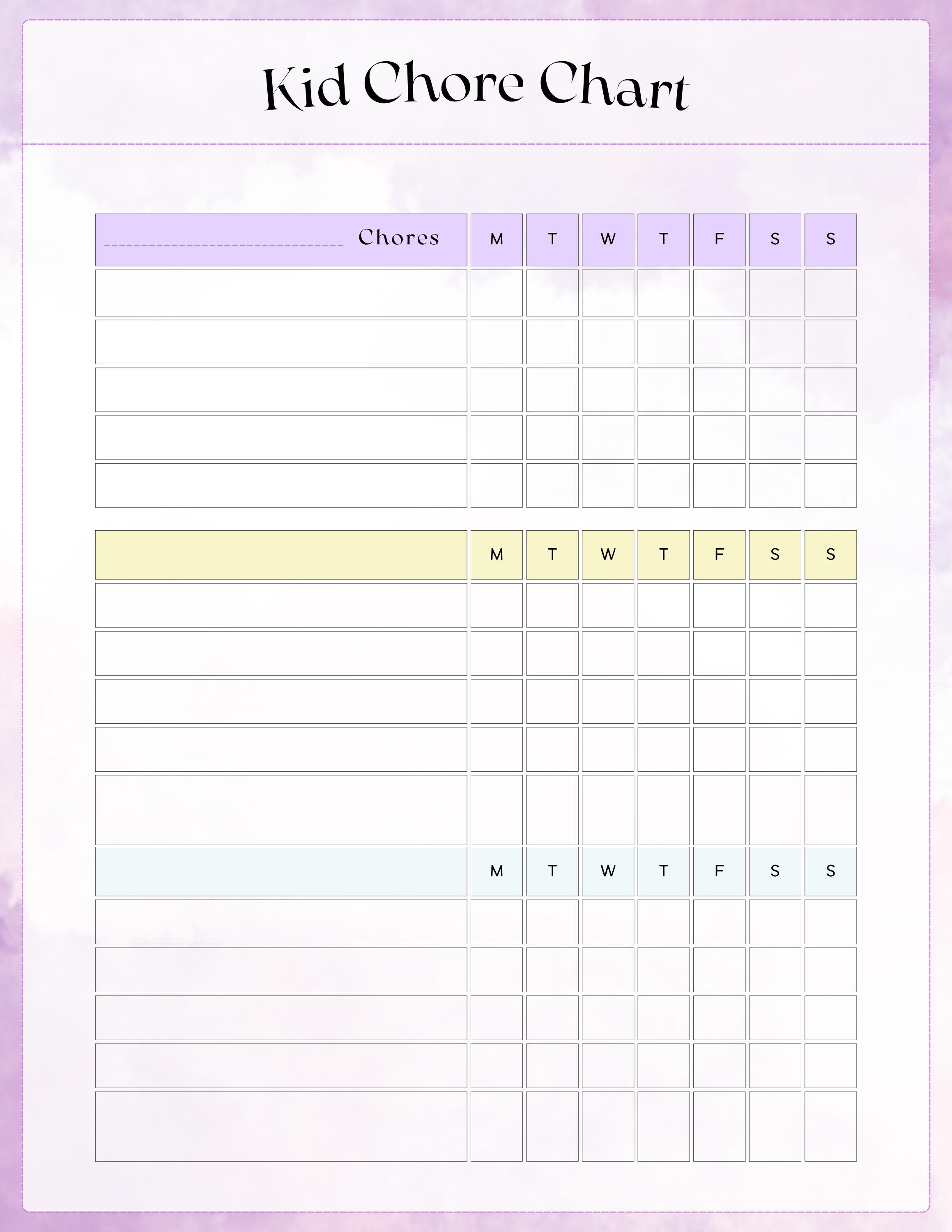 Customizable Kid Chore Chart Personalized Chore Chart Chore Organizer ...
