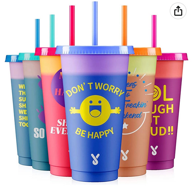 Color Changing Cups With Lid and Straw - Etsy
