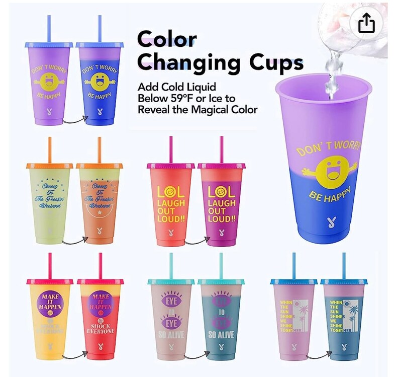 Color Changing Cups With Lid and Straw - Etsy