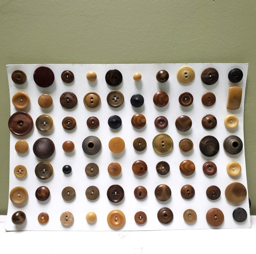 Vegetable Ivory Buttons Lot of 70 on Display Board - Carved 2 Hole, 4 ...