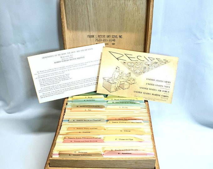 Vintage 1969 US Military Armed Forces Recipe Service Set of Cards in ...
