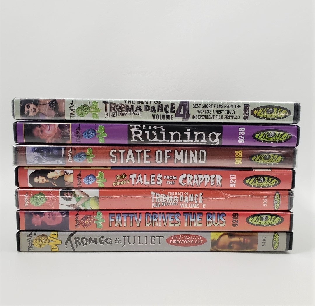 Lot of 7 Vintage Troma Team Dvds - Tromeo & Juliet, Fatty Drives the ...