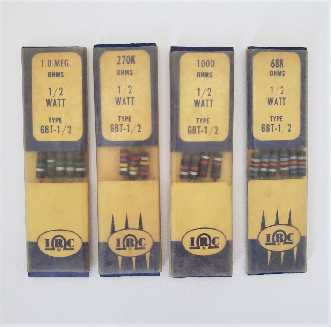 IRC Handy-pak Resistors 270K, 1.0 MEG, 1000, and 68K. 1/2 Watt and Type ...