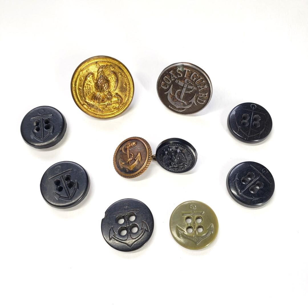 Mixed Lot of 10 WWII Era US Navy Buttons - Coast Guard - Uniform and ...