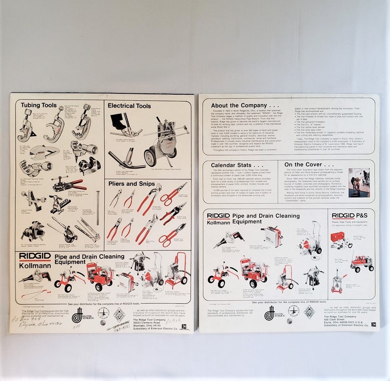 Ridgid Tool Pin-up Calendars Lot of 6 - 1983-1984, 1985-1986 50th ...