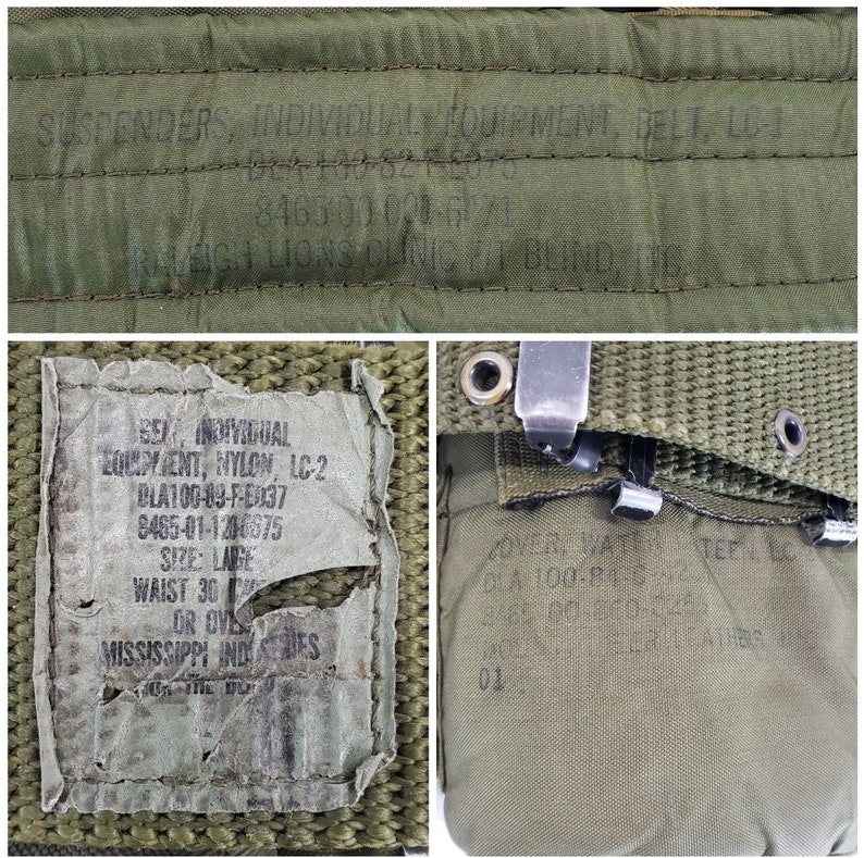 Vintage US Military ALICE LBE Pistol Belt & Suspenders Rig: 2 Canteens ...