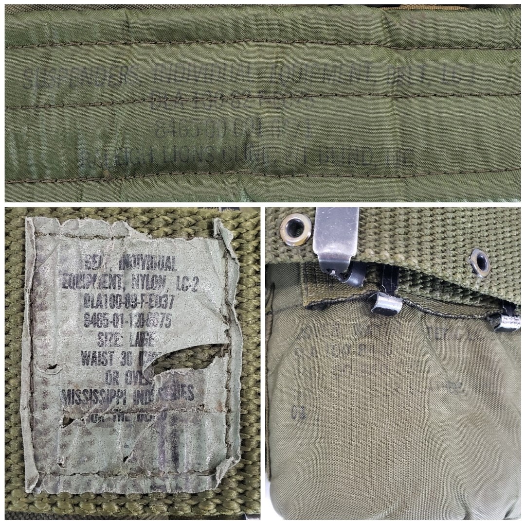 Vintage US Military ALICE LBE Pistol Belt & Suspenders Rig: 2 Canteens ...