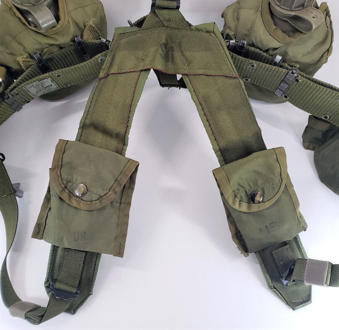 Vintage US Military ALICE LBE Pistol Belt & Suspenders Rig: 2 Canteens ...