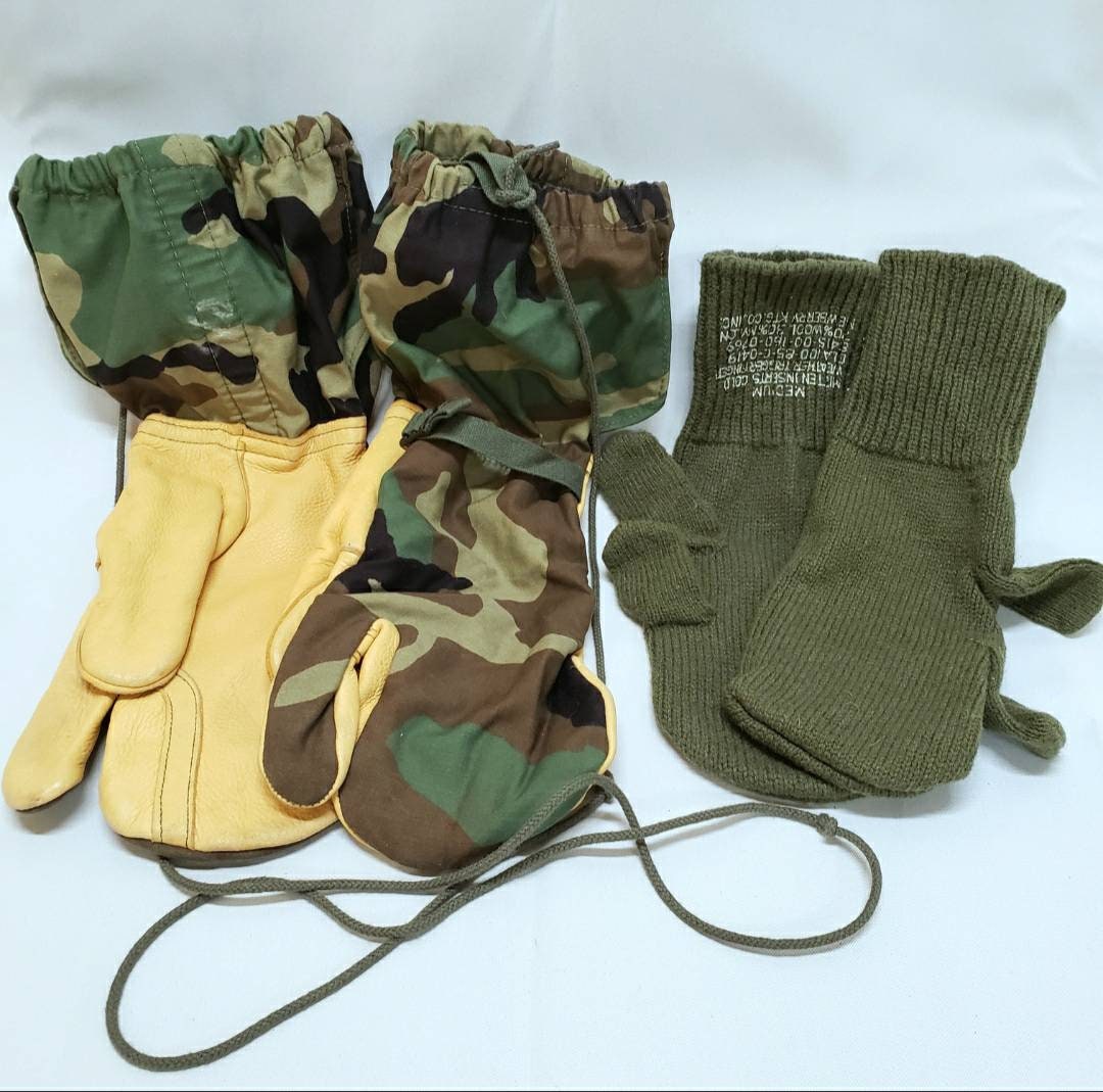 US Military Trigger Finger Mitten Shells and Wool Liners, Medium ...