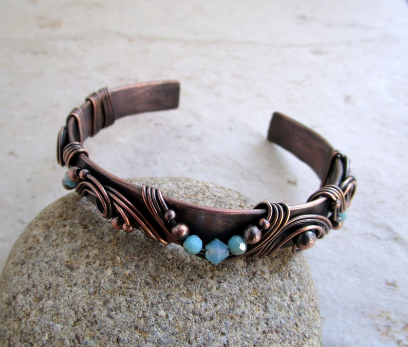 Turquoise Copper Cuff Bracelet Healing Copper Bracelets - Etsy