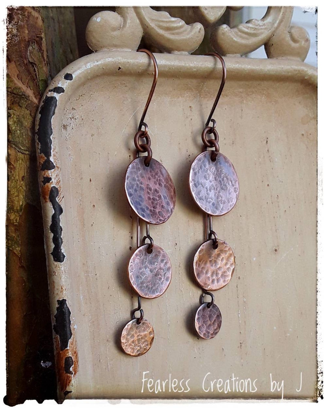 Copper Dangle Earrings - 7th Wedding Anniversary Gifts for Wife ...
