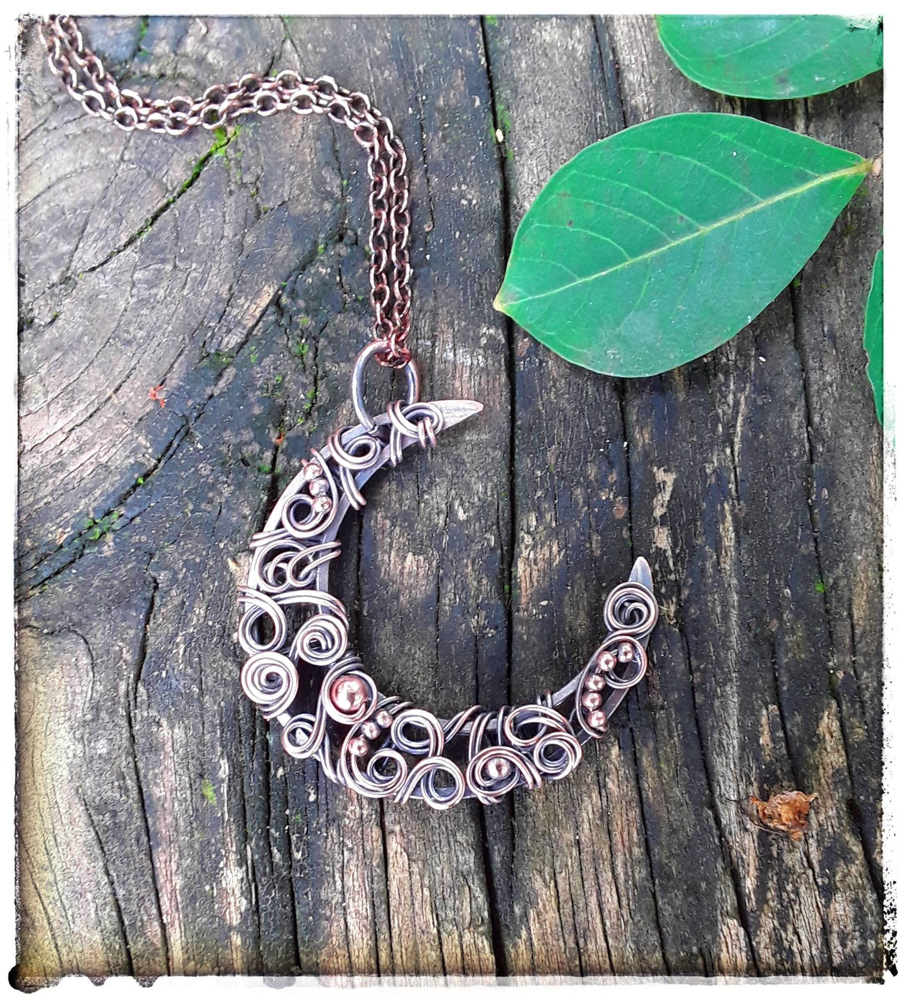 Crescent Moon Pendant Moon Phases Moon Pendant With Solid - Etsy