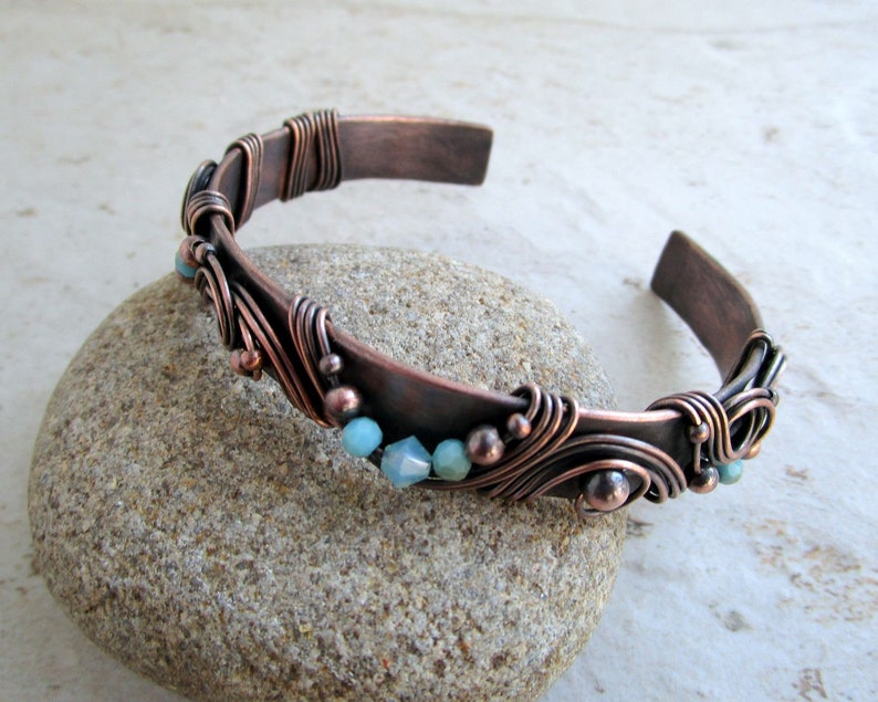 Turquoise Copper Cuff Bracelet Healing Copper Bracelets - Etsy