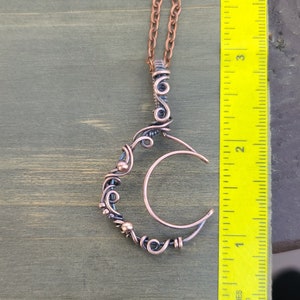 Copper Crescent Moon Pendant: Wire Wrapped Lunar Necklace - Etsy