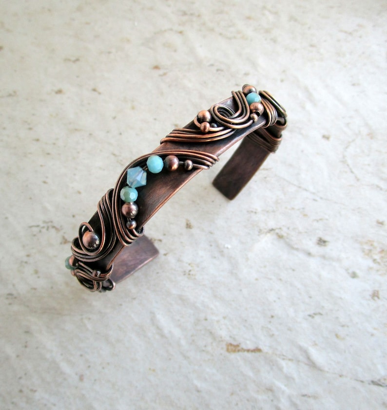 Turquoise Copper Cuff Bracelet Healing Copper Bracelets - Etsy
